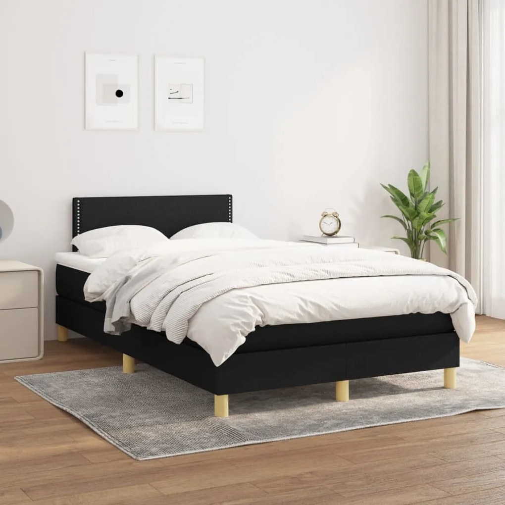 Box spring postel s matrací černá 120x200 cm textil 3140523