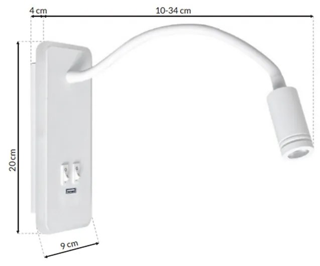 Nástěnné LED svítidlo Base, 1x LED 8+2w, 4000k, w, vypínač