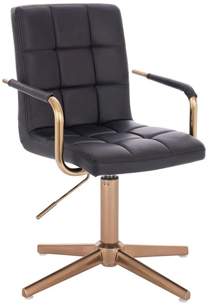 LuxuryForm DESIGN Otočná židle VERONA GOLD na zlatém kříži - černá
