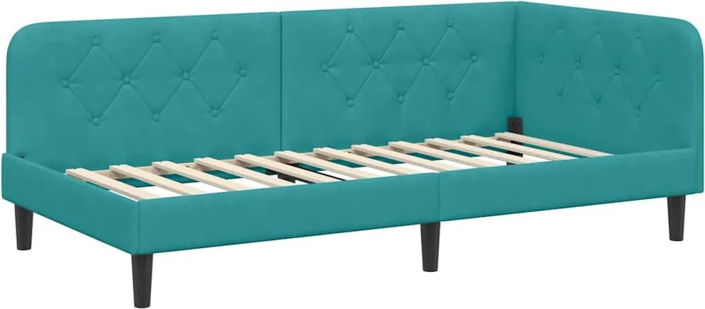 Rohový rám postele Tyrkysová 90 x 200 cm samet 3394162