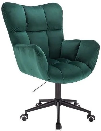 LuxuryForm Křeslo AURORA VELUR na černé podstavě s kolečky - zelené