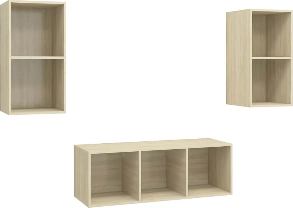 3dílný set TV skříněk dub sonoma kompozitní dřevo 3079739