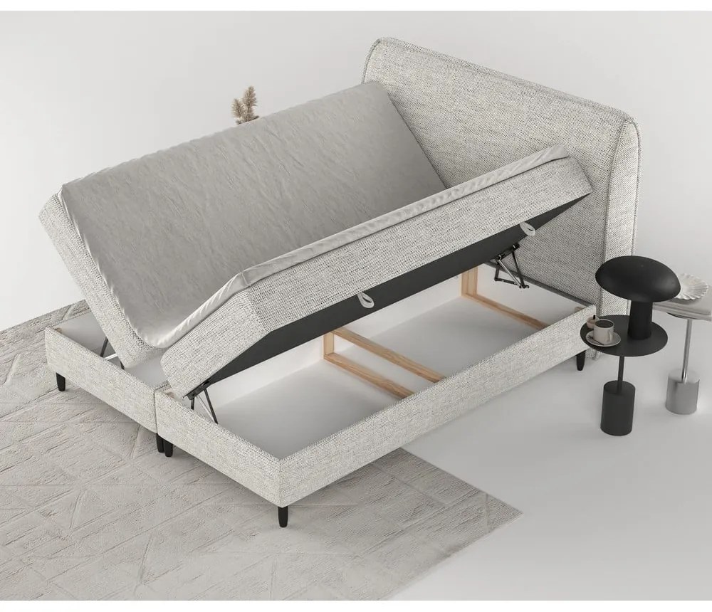 Světle šedá boxspring postel s úložným prostorem 140x200 cm Melba – Maison de Rêve