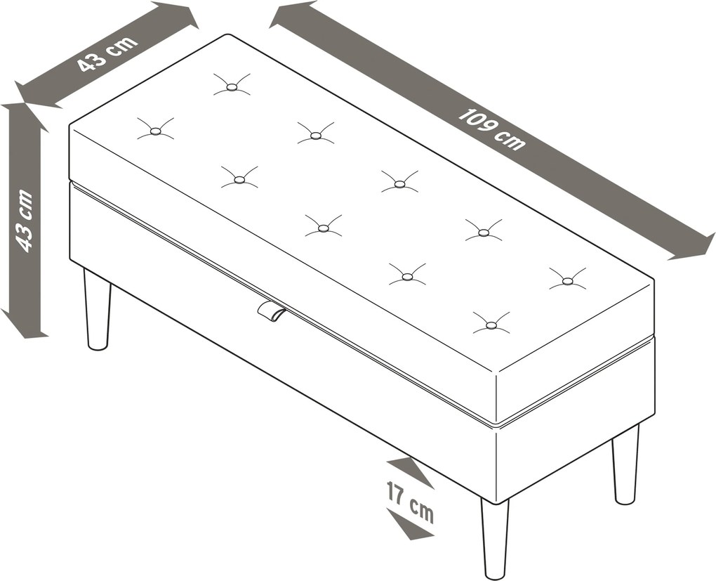 Tchibo - Polstrovaná lavice s úložným prostorem - barva: šedá