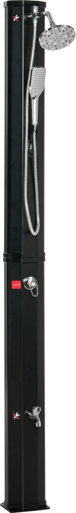 Outsunny Solární sprcha 35L Horká voda Camping Pool Shower Tap Rain Shower Head Black 17,5x14,5x216cm | Aosom
