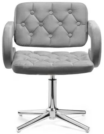LuxuryForm DESIGN Otočná židle ADRIA VELUR na stříbrném kříži - šedá