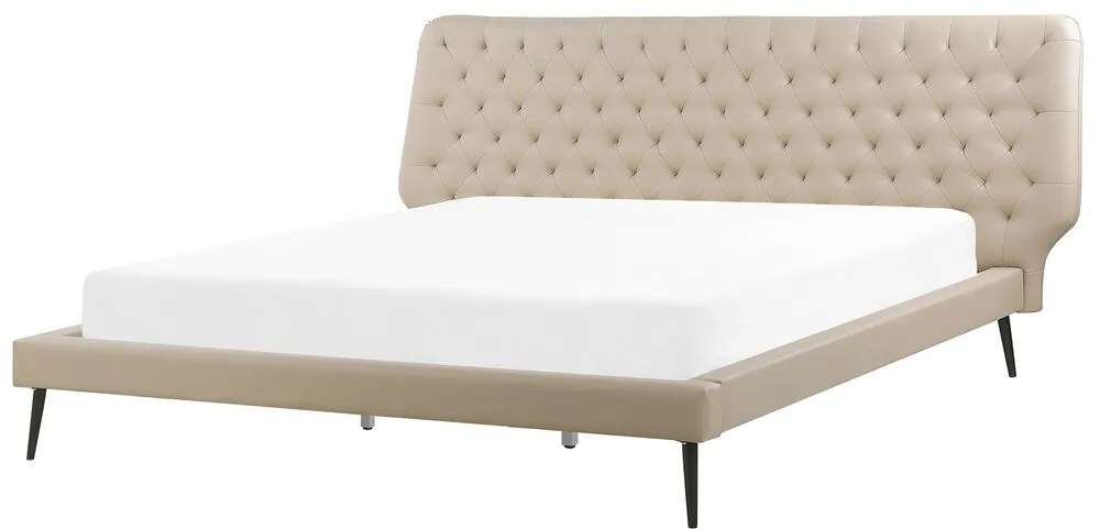 Eko kožená postel 180 x 200 cm béžová ESSONNE Beliani