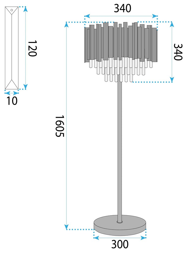 Toolight Stojací lampa Modern D55 APP1717-3F zlatá