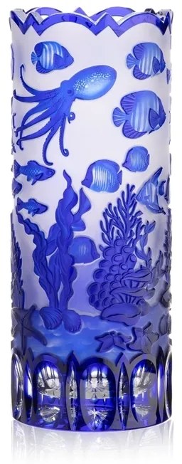 Bohemia Crystal Ručně broušená váza Ocean Modrá 300mm