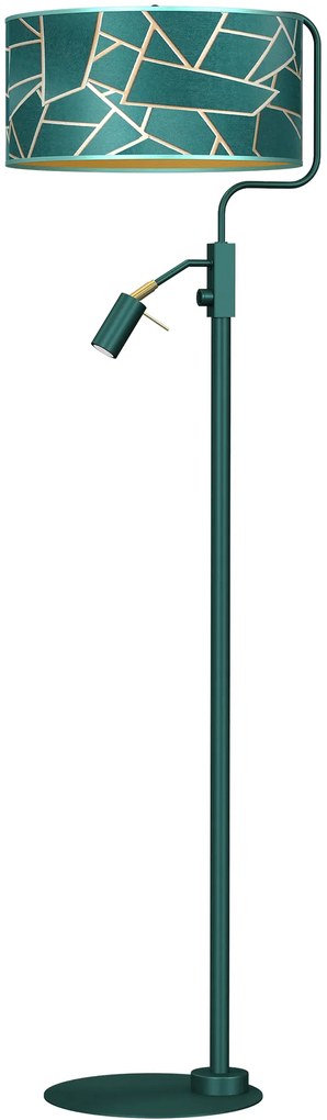 Stojací lampa Ziggy, 1x zelené/zlaté textilní stínítko + 1x zelené kovové stínítko, gr/g