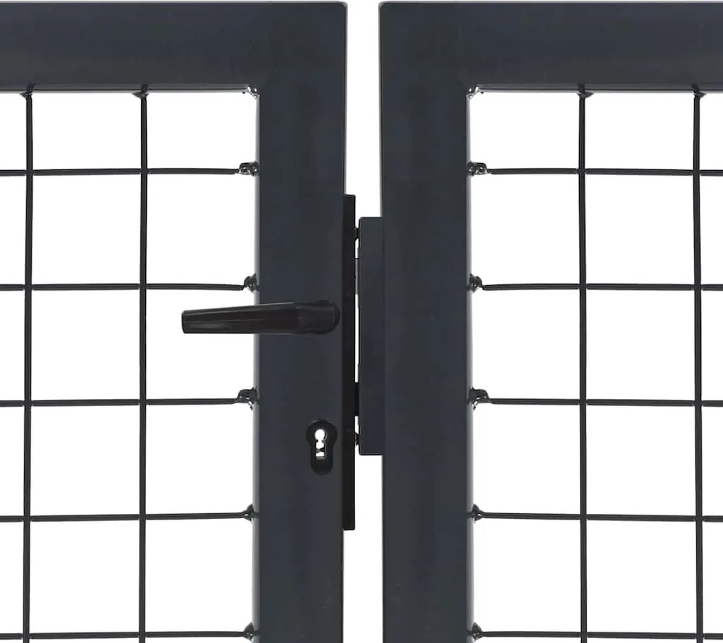 Zahradní brána se sloupky ocelová 350 x 100 cm antracitová 144399