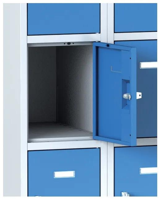Alfa 3 Šatní skříňka s úložnými boxy, 15 boxů, oranžové dveře, cylindrický zámek