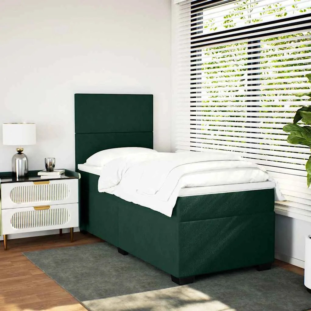 Box spring postel s matrací tmavě zelená 80 x 200 cm samet 3293059
