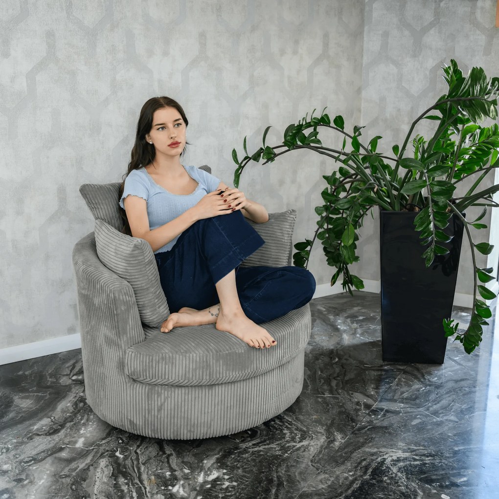 Relaxační otočné křeslo, světle šedá, SALTER