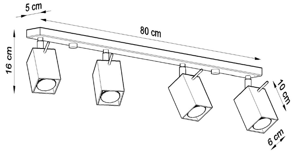 Bodové svítidlo Merida, 4x šedé kovové stínítko, (možnost polohování)