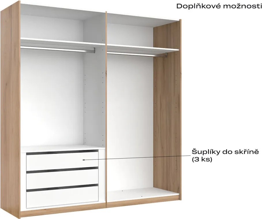 Skříň s posuvnými dveřmi 2,0x2,1 m (Dveře Lesklá Bílá) série N Asti