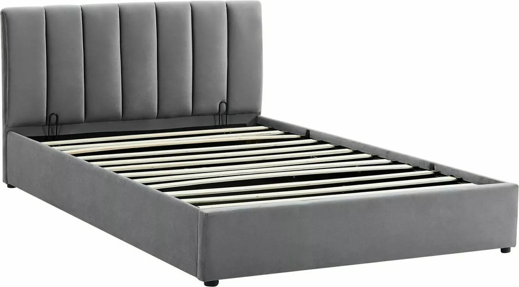 Čalouněná jednolůžková postel Montreal Velvet 120x200 se zvedacím roštem šedá