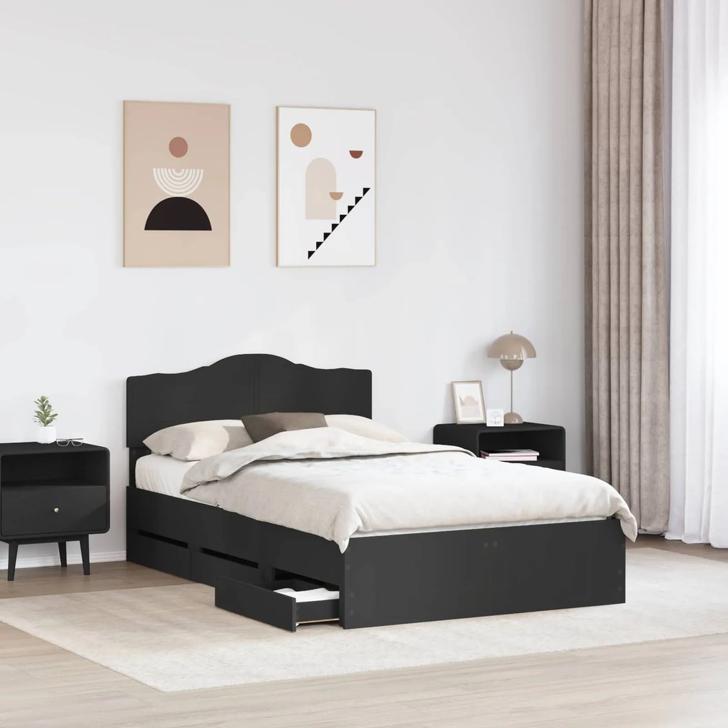 Rám postele se zásuvkou Černá 120 x 190 cm Inženýrské dřevo 3413027