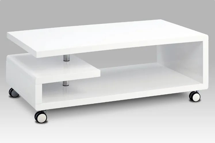 Konferenční stolek na kolečkách PULSANTE — chrom, bílá, 115×60