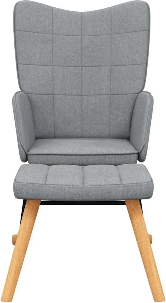 Houpací křeslo se stoličkou světle šedé textil 328018