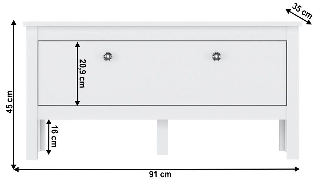 Kondela Botník 1K, bílá, OLJE