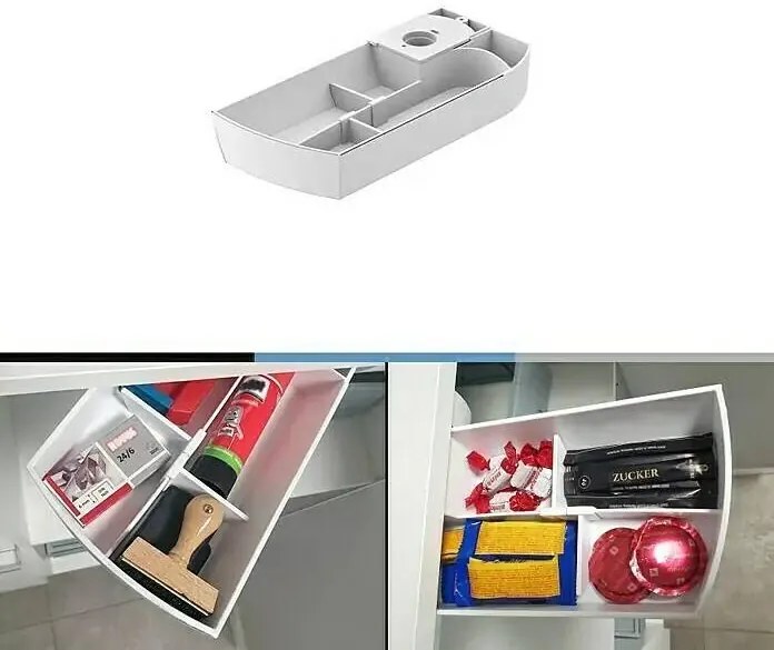 Rotační úložný zásobník pod police nebo stolní desky Essensa Swing / bílá