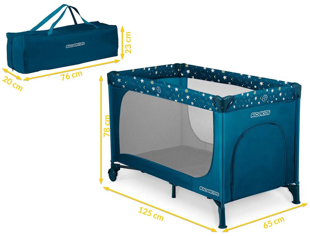 Ricokids Cestovní postýlka 125 x 65 x 78 cm RK-240 tmavě modrá