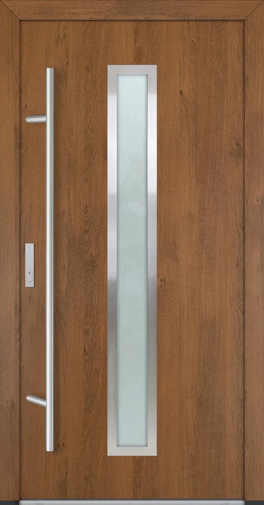 FM Turen - Feldmann & Mayer Vchodové dveře s ocelovým opláštěním FM Turen model DS01 Orientace dveří: Levé, otevírání dovnitř, Dekor: Ořech, Standardní rozměr dveří včetně rámu: 88 cm x 208 cm - vnější rozměr rámu