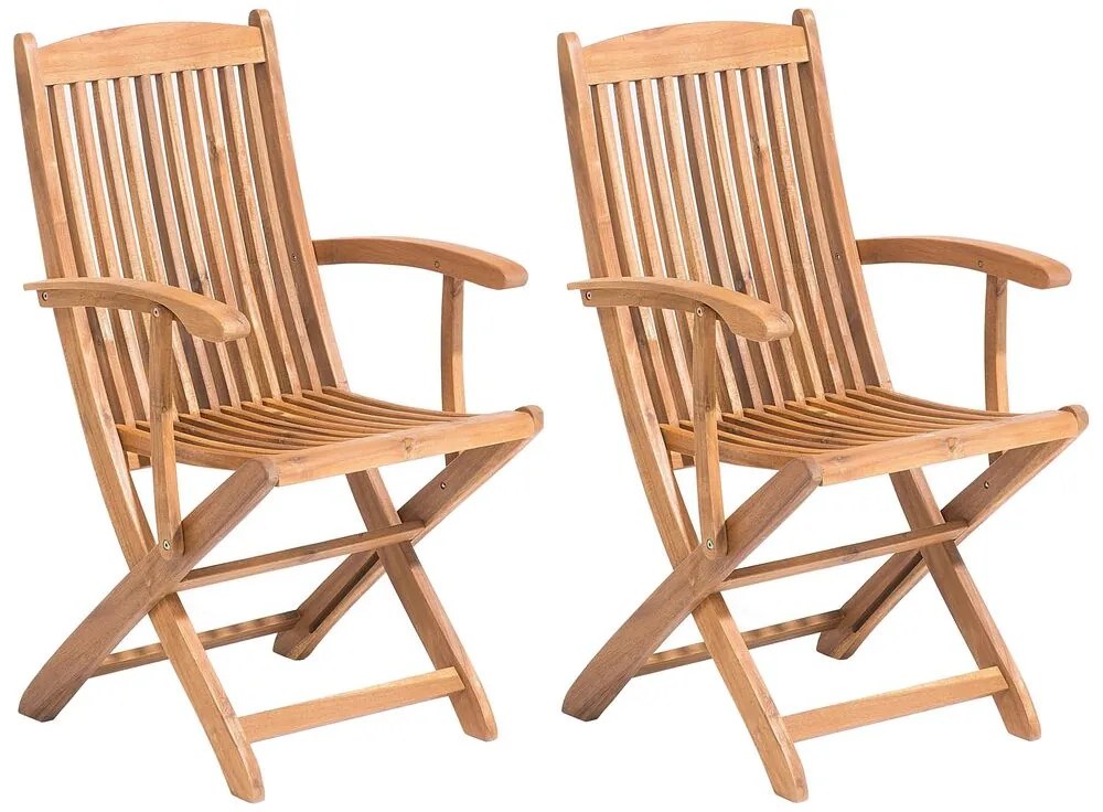 Sada dvou zahradních dřevěných židlí MAUI Beliani