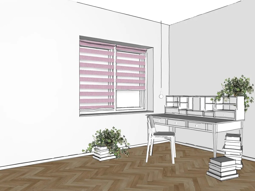 ZEBRA-SHOP Roleta DEN A NOC / MINI / STANDARD / růžová / BH 10 Barva mechanizmu: hnědá, Výška: 150, Šířka: 42