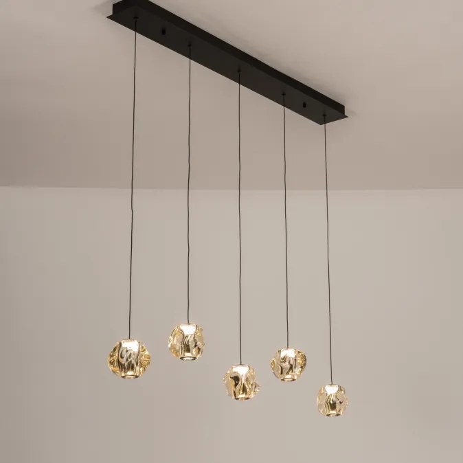 Závěsné LED svítidlo Benelux Organic Crystal Gold 5 Lineo