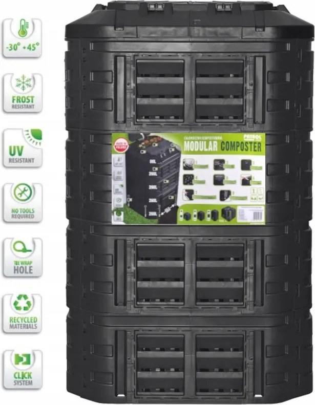 Kompostér 1-komorový Patrol group 1120 l černý