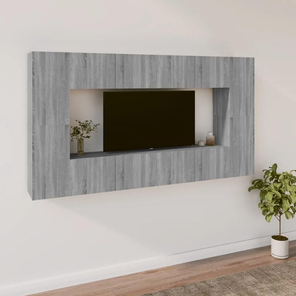 8dílný set TV skříněk šedý sonoma kompozitní dřevo - Default Title