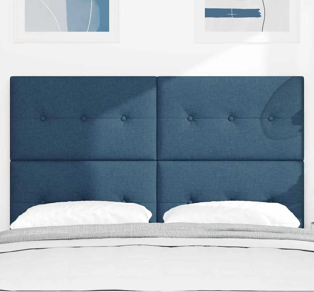 Výškově nastavitelné čelo postele s čelo Modrá 144 cm textil 3337827