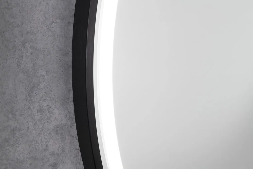 Sapho KADRIS kulaté zrcadlo s LED osvětlením o 60cm černá mat KD060