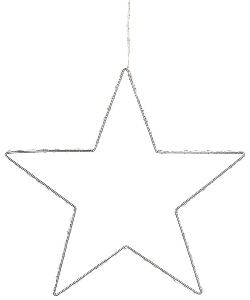 Sada 3 závěsných vánočních hvězd s LED osvětlením stříbrné KUNNARI Beliani