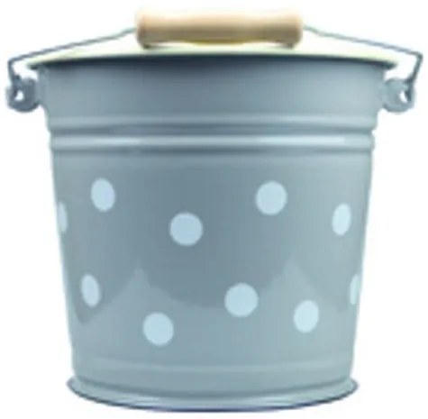 Šedý smaltovaný kyblík s puntíky Grey dot - Ø24*23cm - 6L