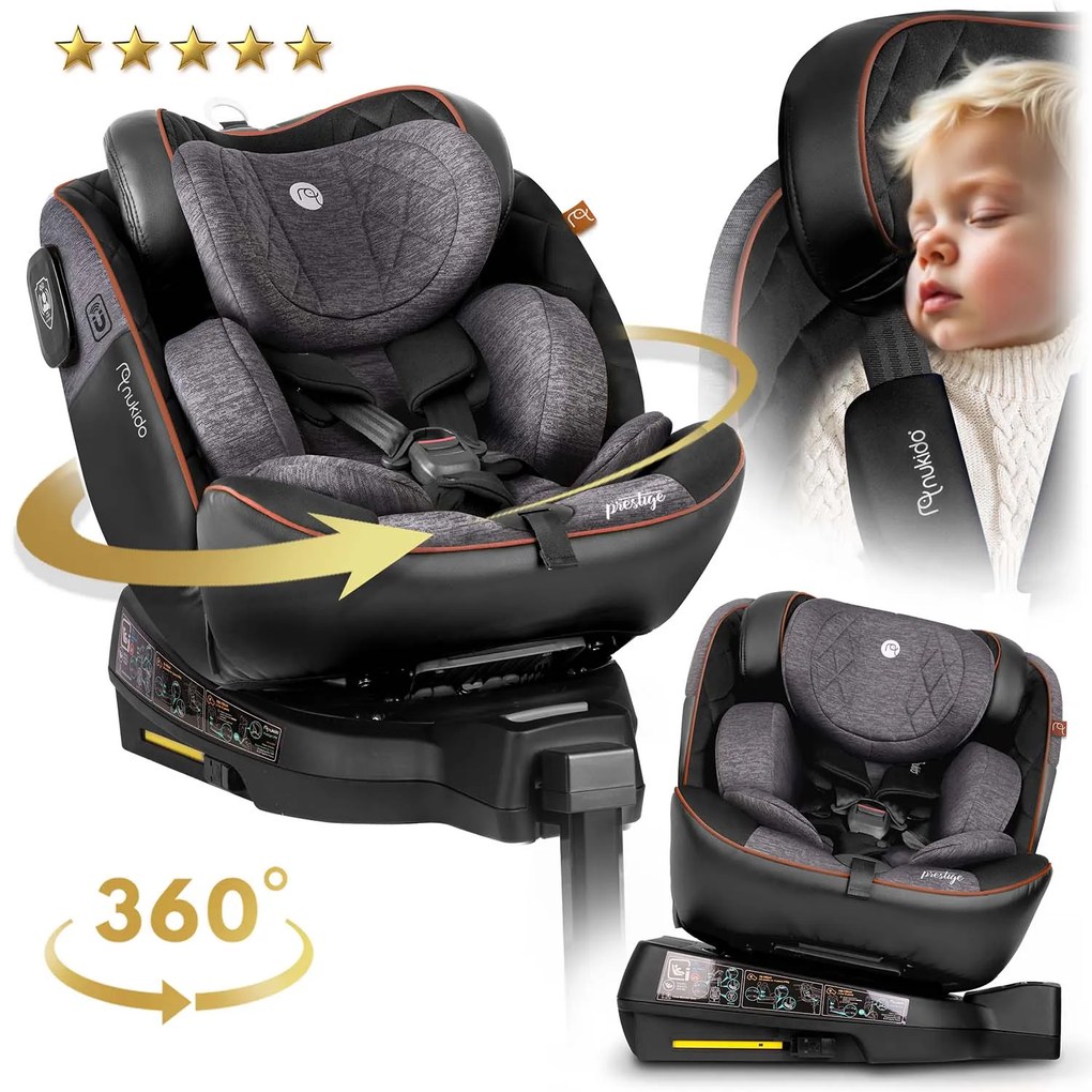 Autosedačka Nukido Prestige Line 0-36 kg ISOFIX v černé a šedé barvě pro bezpečné cestování