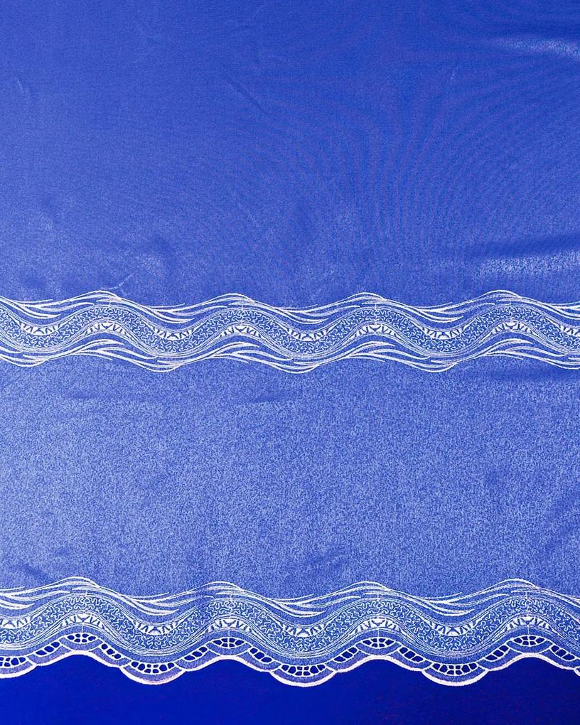Českomoravská textlní záclona sablé V133 vyšívaná vlnka, s bordurou, bílá, výška 240cm ( v metráži)