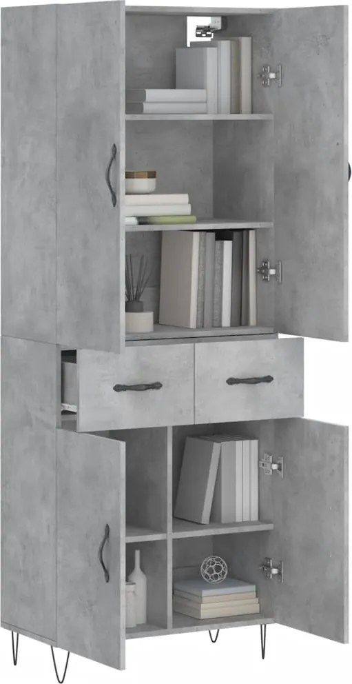 Skříň highboard betonově šedá 69,5x34x180 cm kompozitní dřevo 3198181