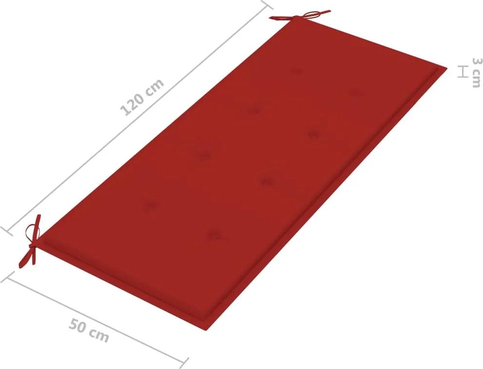 vidaXL Skládací zahradní lavice s poduškou 118 cm bambus [3063855] Barva: Červená