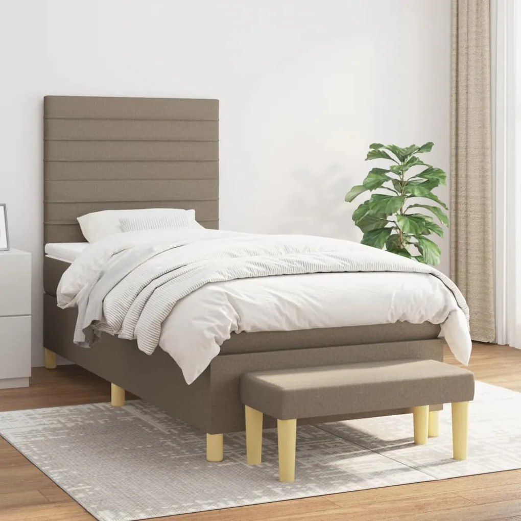 Box spring postel s matrací taupe 90x200 cm textil 3137209