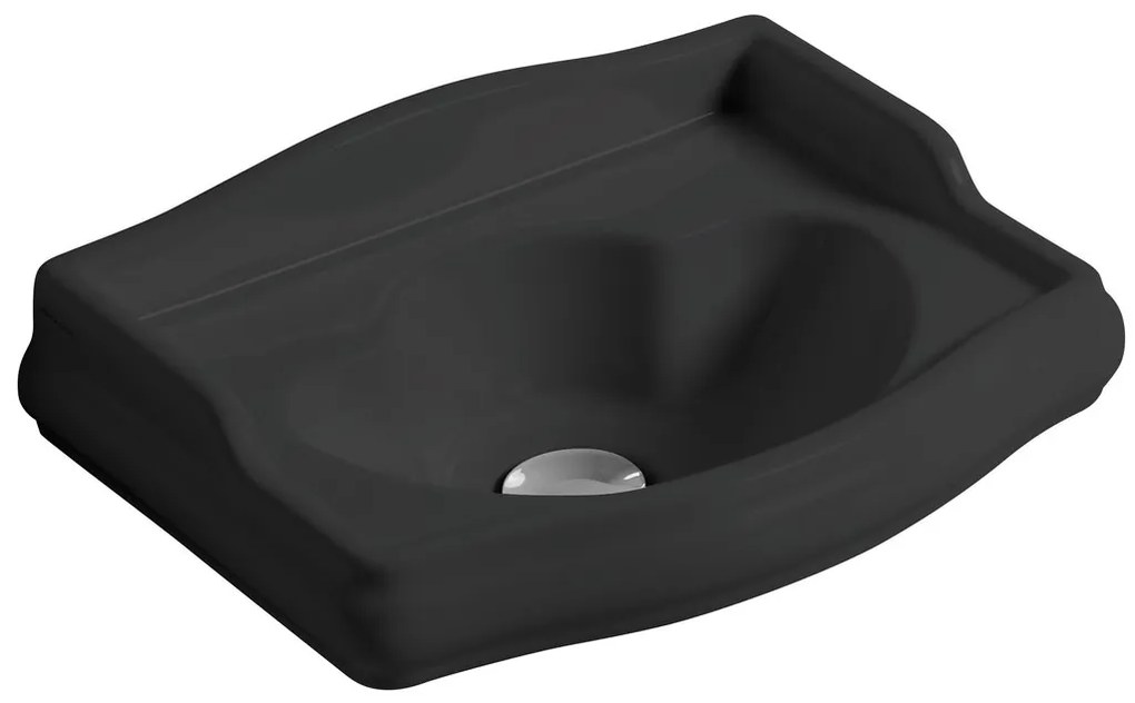 Kerasan Retro keramické umývátko 41 x 30 cm bez otvoru pro baterii černá mat 103331