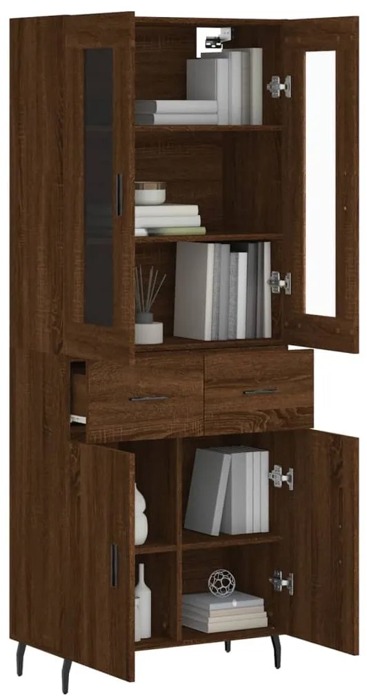 Skříň highboard hnědý dub 69,5 x 34 x 180 cm kompozitní dřevo - Default Title