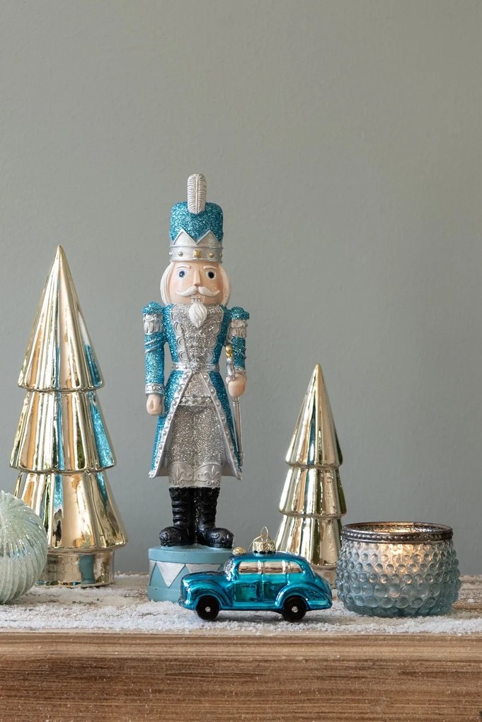 Zlatý porcelánový dekorační vánoční stromek - Ø 6*16 cm