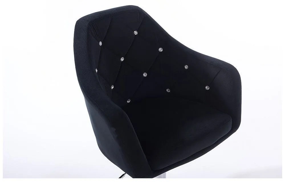 LuxuryForm DESIGN Barová židle ROMA VELUR na zlaté kulaté podstavě - černá