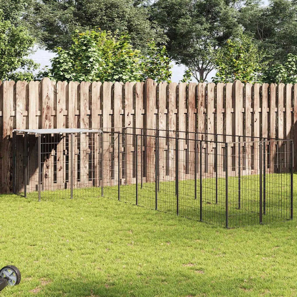 Psí kotec černý 6,05 m² ocel 3082225