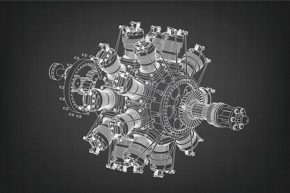 Tapeta hvězdicový motor - 450x300 cm