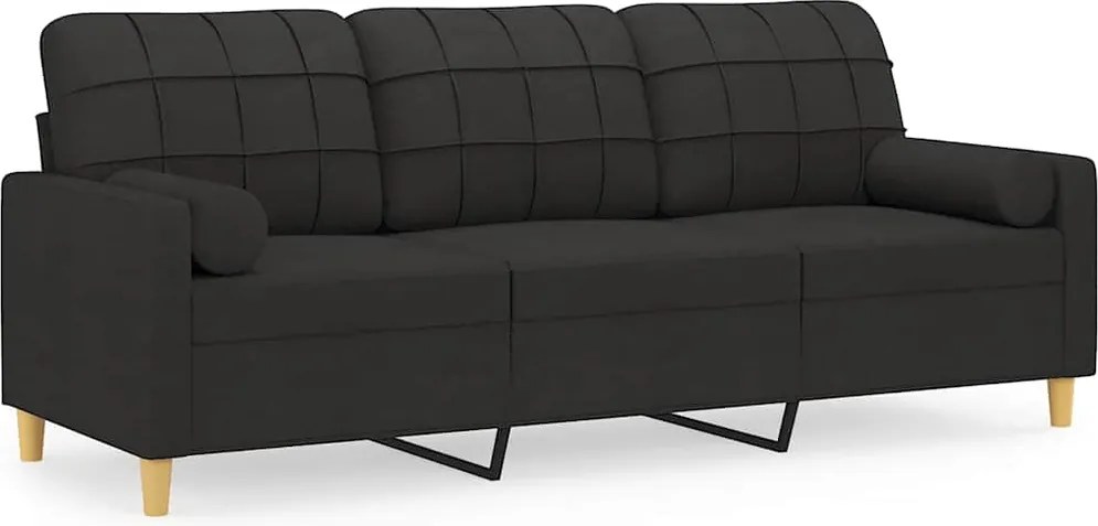 3místná pohovka s polštáři černá 180 cm textil 3200794
