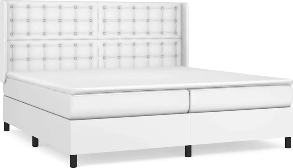 Box spring postel s matrací bílá 200x200 cm umělá kůže 3132520